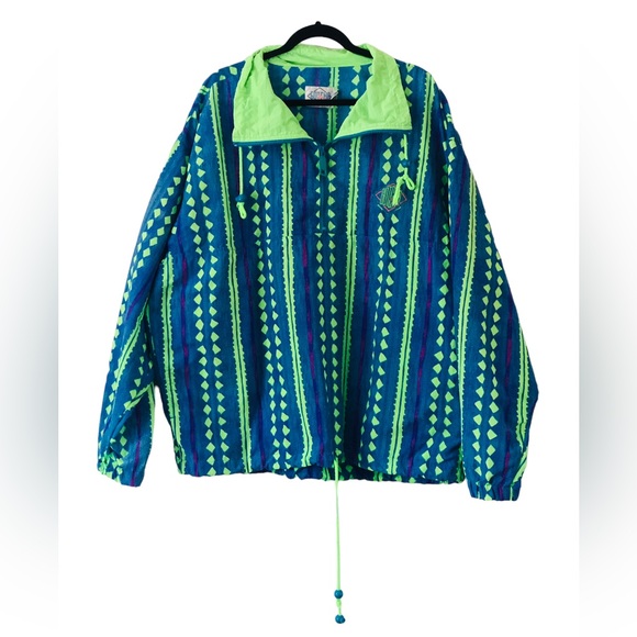 Gotcha | Jackets & Coats | Vintage Gotcha Neon Geometric Windbreaker Quarter Zip Pullover ...